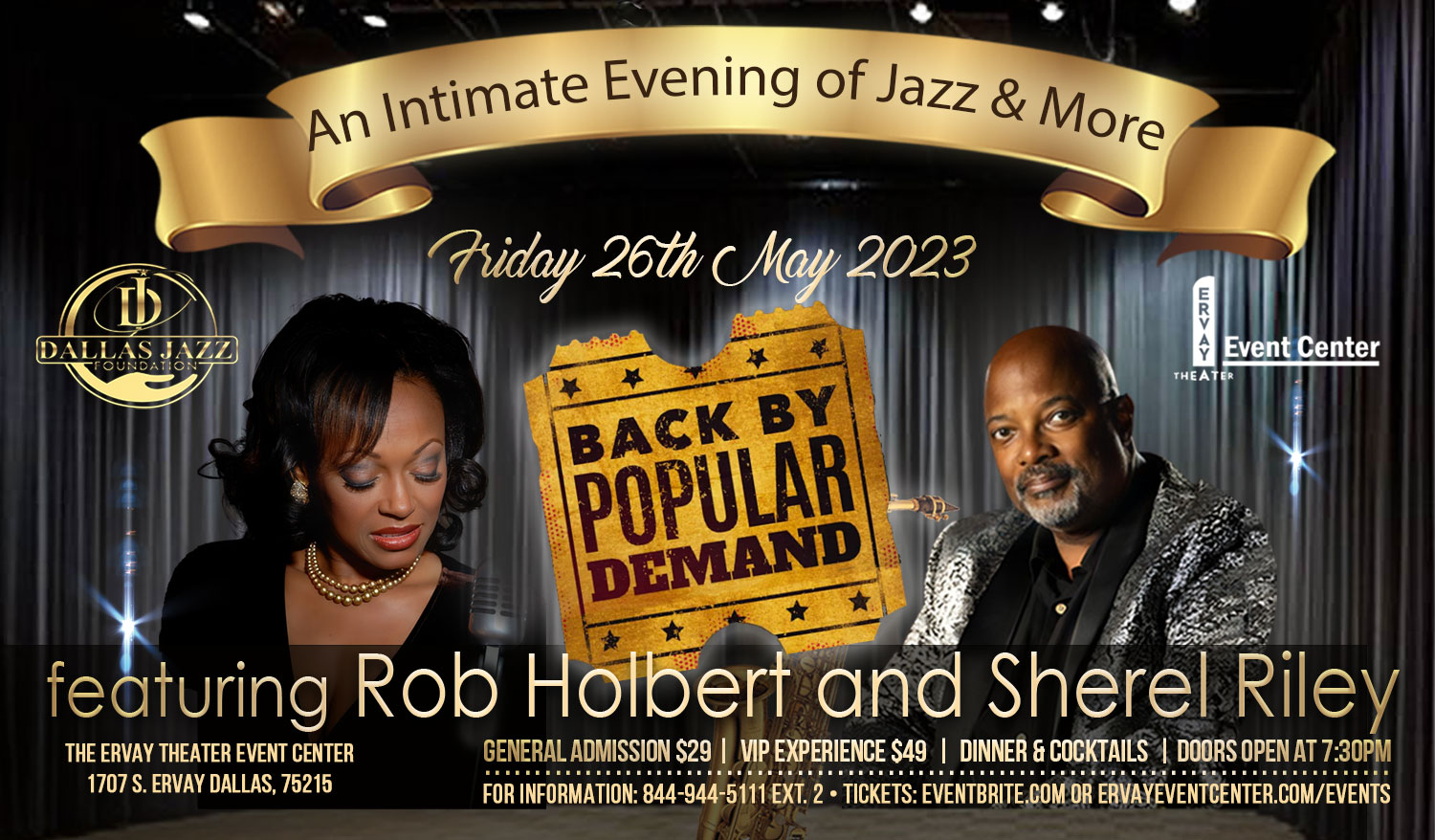 AN INTIMATE EVENING OF JAZZ AND MORE II. Featuring Sherel Riley and Rob ...